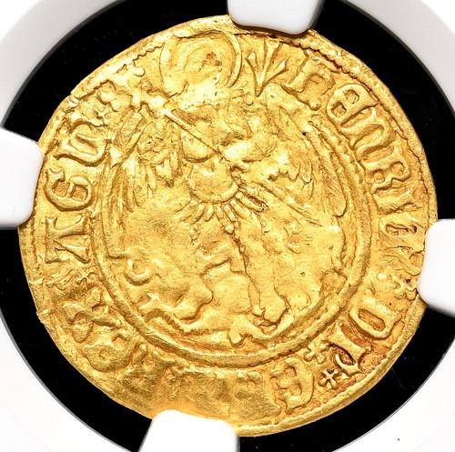 ENGLAND. Henry VII, 1485-1509. Gold 1/2 Angel, S-2192, NGC XF Details ...