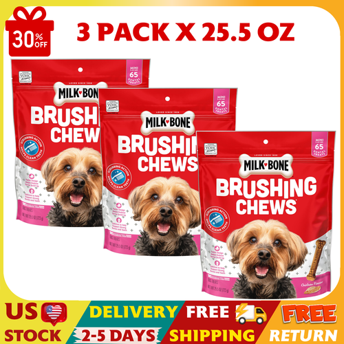 3 PACK X 25.5 Oz, Milk-Bone Brushing Chews Mini Daily Dental Dog Treats ...