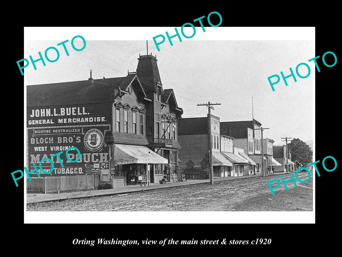 OLD POSTCARD SIZE PHOTO OF ORTING WASHINGTON THE MAIN St & STORES c1920 ...