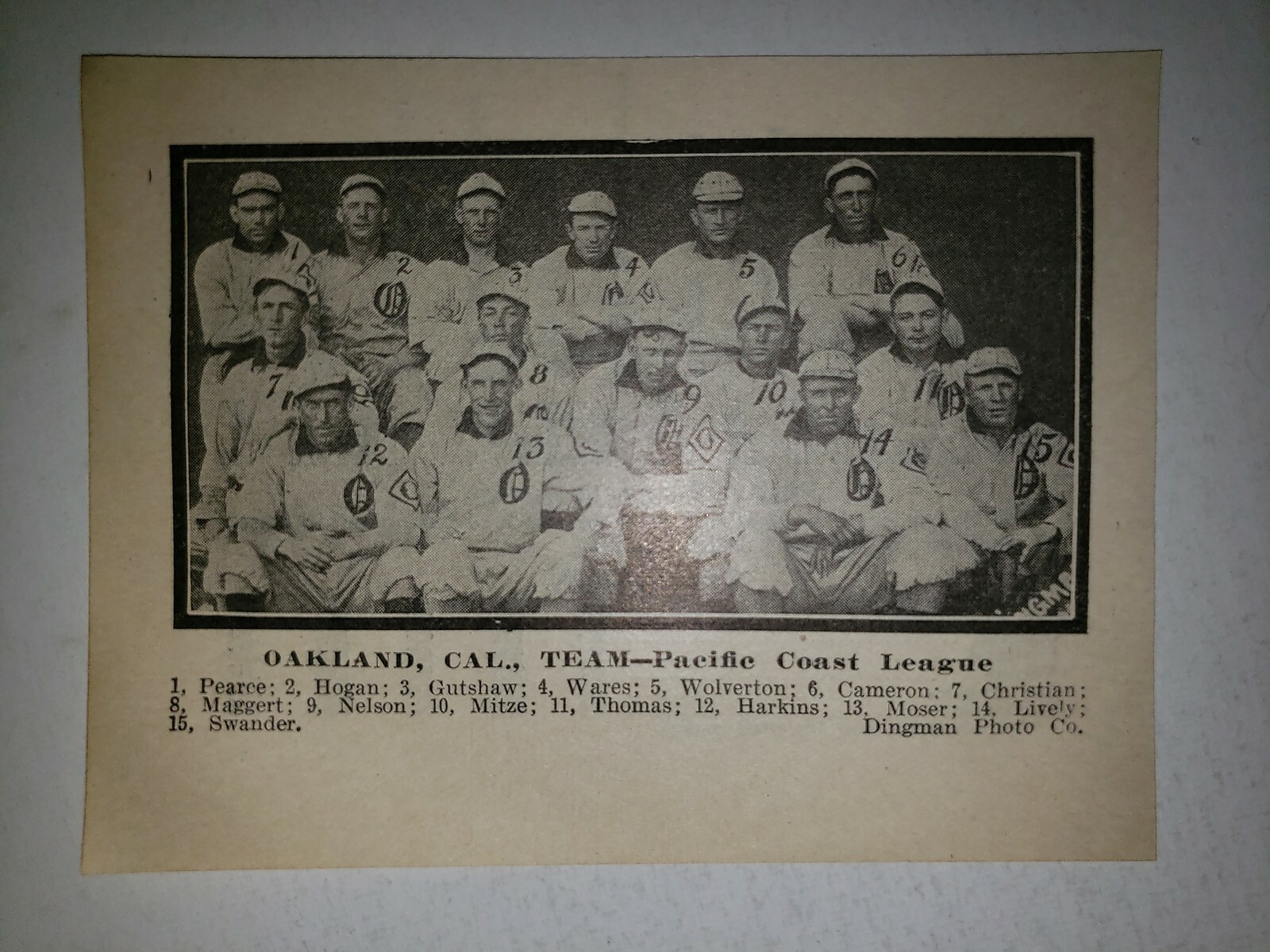 Oakland Oaks 1910 Team Picture Buzzy Wares George Cutshaw Harry ...