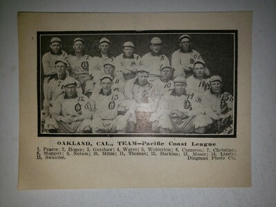 Oakland Oaks 1910 Team Picture Buzzy Wares George Cutshaw Harry ...