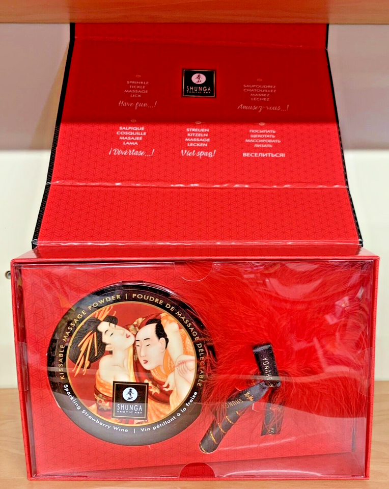 Shunga Kissable Massage Powder/Body Dust-Sparkling Strawberry Wine in a ...