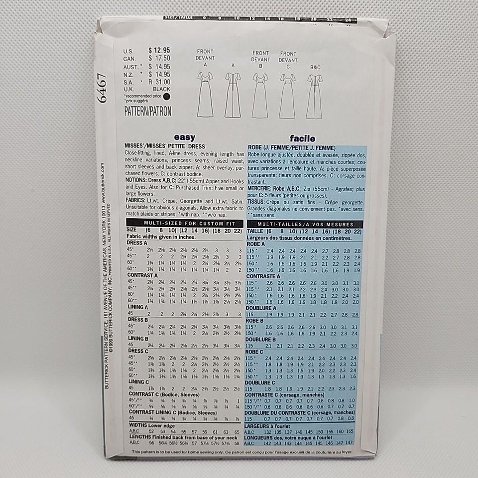 Butterick 6467 Misses' Long High Waist Dress Sewing Pattern Size 12-16 ...