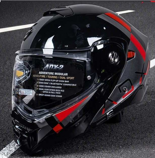 Scorpion Exo ADX-2 GALANE Modular Motorcycle Helmet Black Red Size XXL ...