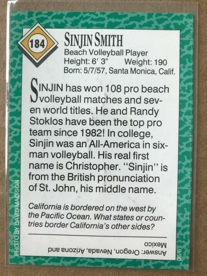 SINJIN SMITH RC - 1990 Sports Illustrated for Kids #184 - Volleyball ...