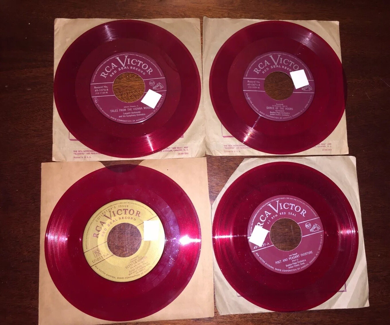 4 - RCA Victor Red Seal Records 45 RPM Enrico Caruso Arthur Fiedler ...