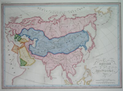 1846 ORIGINAL MAP ASIA CHINA ARABIA KOREA INDIA MALAYSIA SIAM JAPAN ...
