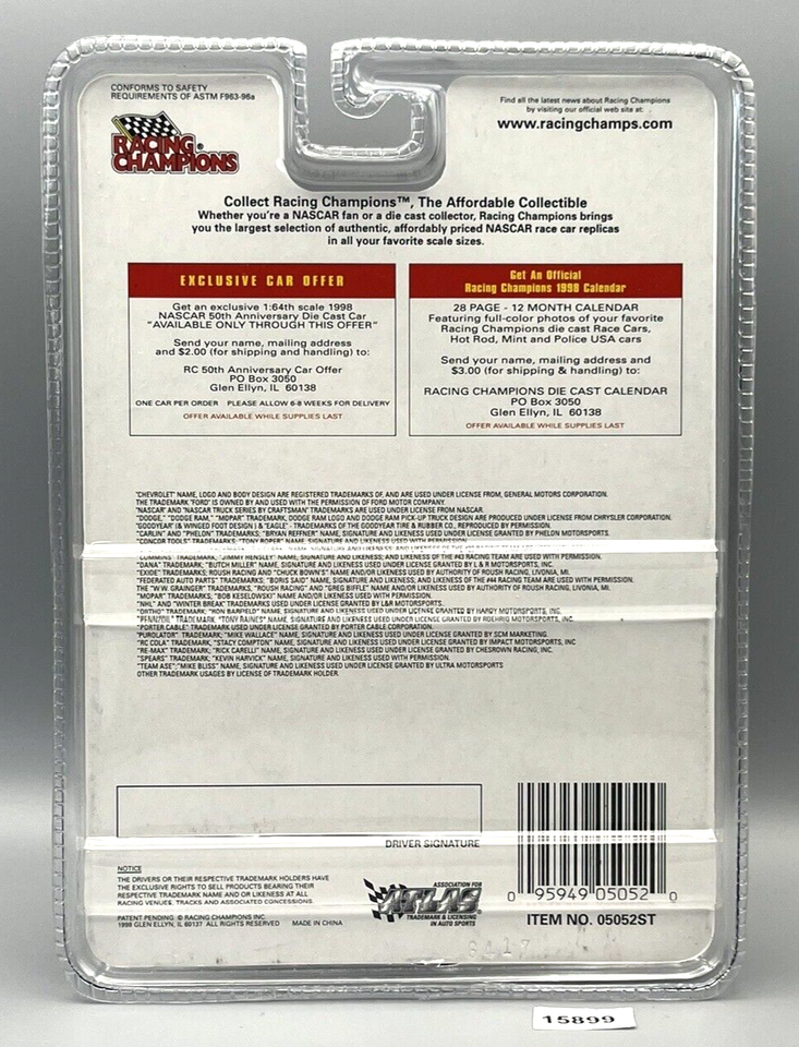 1998 Racing Champions 50th Anniversary Nascar Gold #6 RE/MAX RICK ...