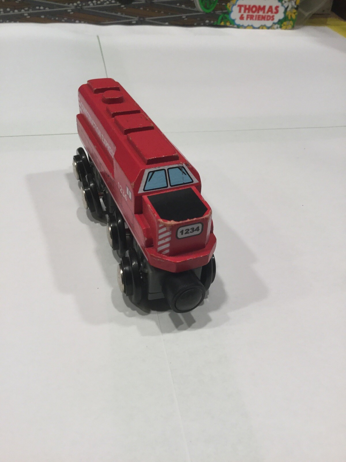 CONSTRUCTION EXPRESS 1234~Wooden Geoffrey Train ENGINE TOY 2003 magnet ...