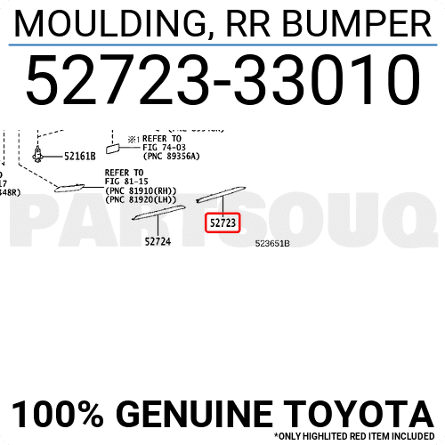 5272333010 Genuine Toyota MOULDING, RR BUMPER 52723-33010 | eBay