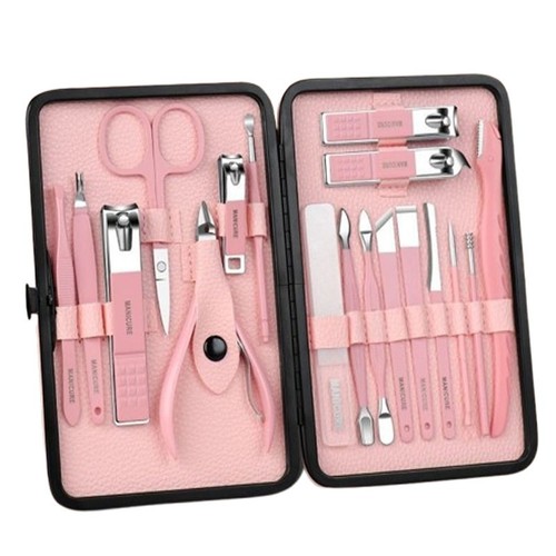 18-Piece Women's Manicure & Pedicure Grooming Kit Professional ...