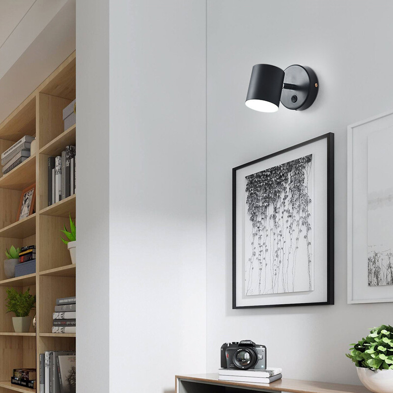 6W COB LED Acrylic Bedside Wall Light Fixture Rotating Lamp Head On/Off ...