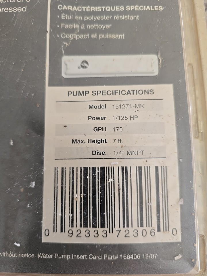 BRAND NEW SEALED 151271-MK REPLACEMENT Water Pump 120V for MK-660 ...