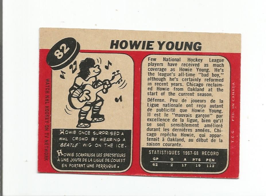 1968-69 HOWIE YOUNG O-PEE-CHEE HOCKEY CARD #82 "NICE GRADE CARD" | eBay