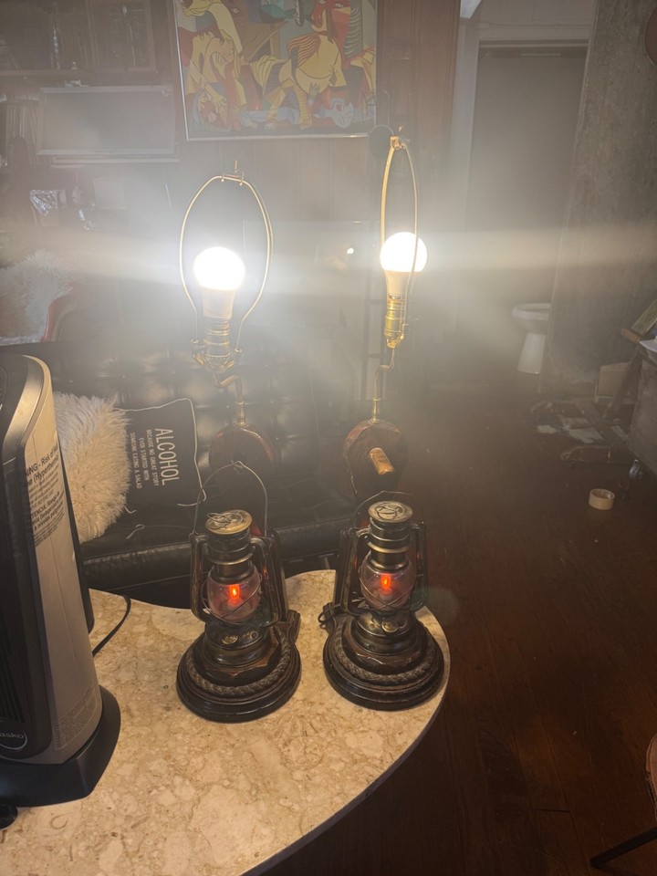 Vintage Nightwatch Lamp Co Table Lamp Wood Nautical Metal Lantern Night ...