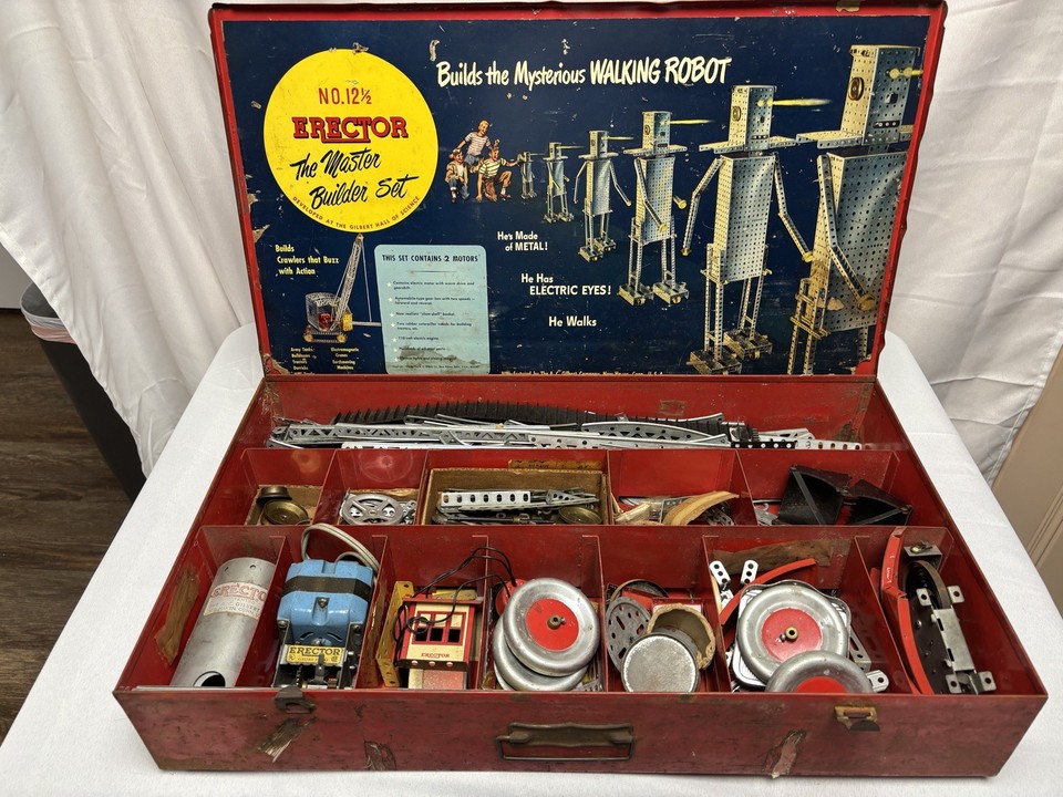 Vintage 1950s Erector Set No. 12 The Master Builder Set Walking Robot ...