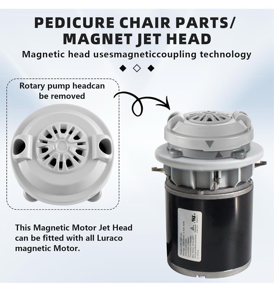 Pipeless Magnetic Jet Head Motor for LURACO Pedicure Chair Part Replace ...