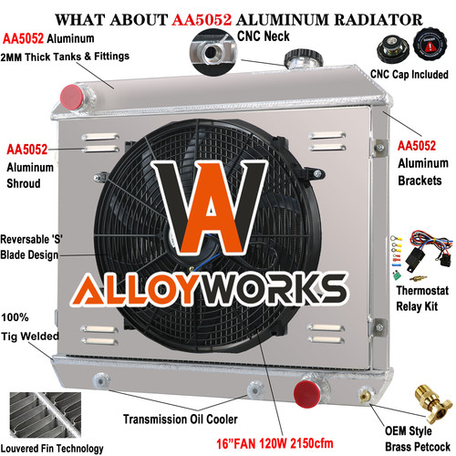 CC284 3 Row Radiator+Shroud Fan For 1963-66 Chevy C10 C20 C30 K10 K20 ...