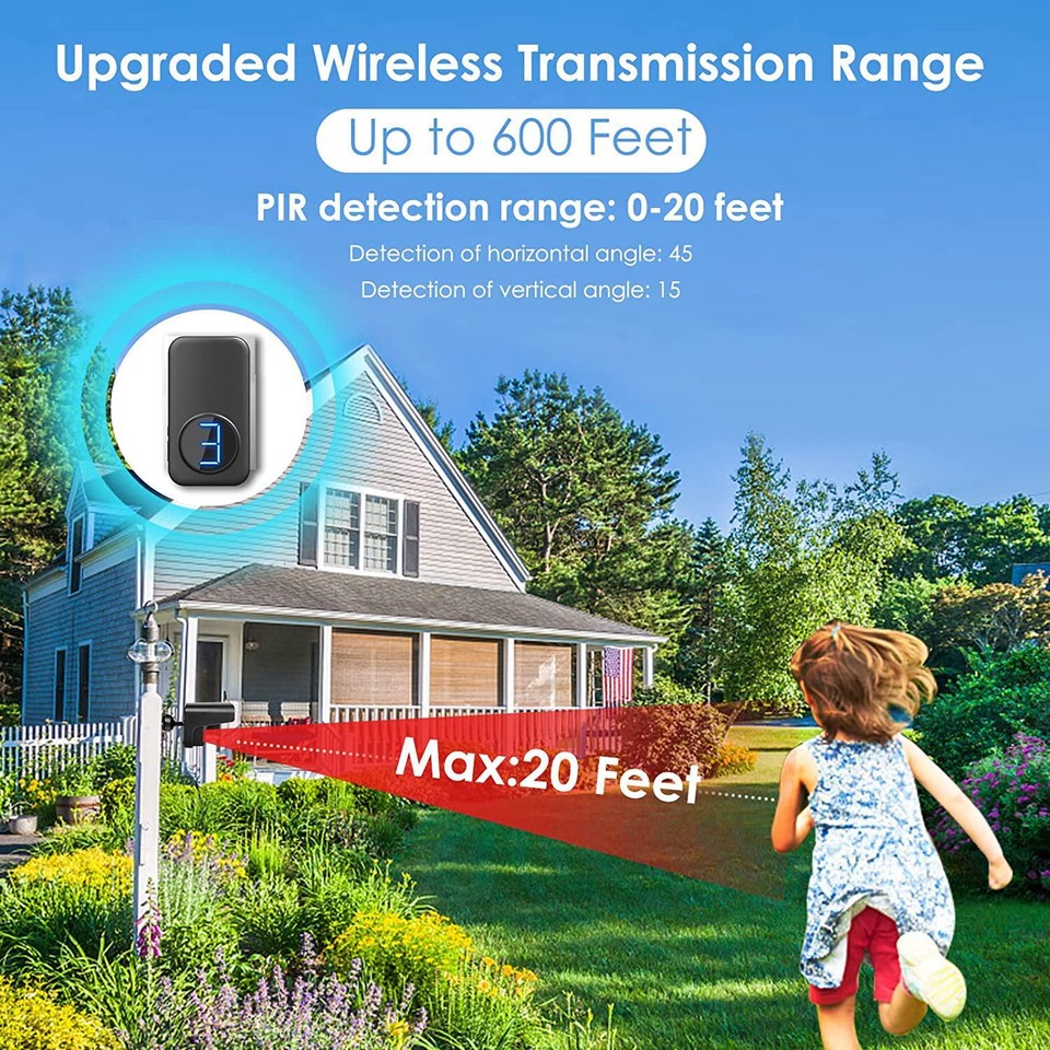 Driveway Alarm 600 Feet Long Range Wireless Motion Detector Alarm ...