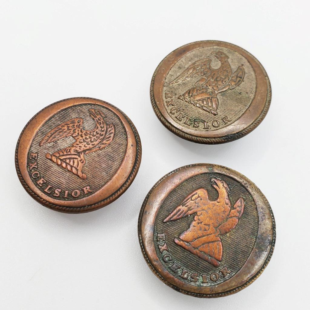 3 Copper New York State Militia pre civil War Uniform buttons Eagle Excelsior | eBay