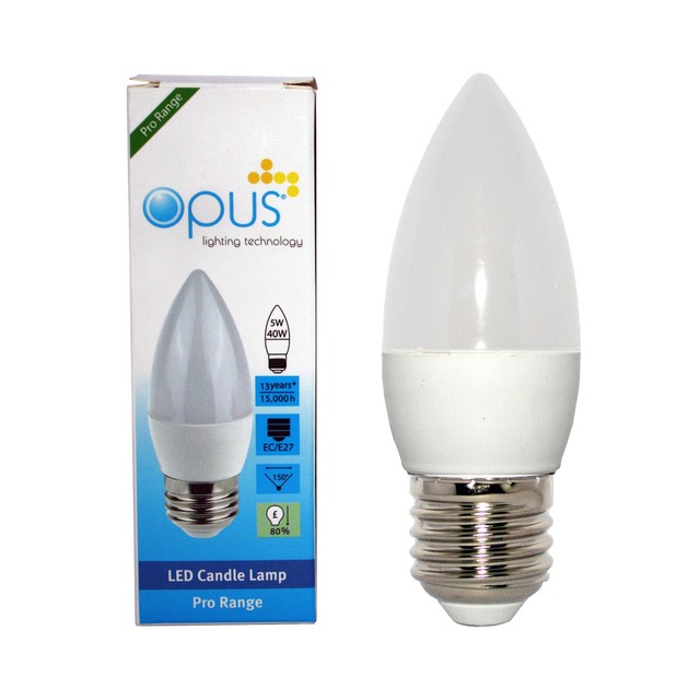 3 X Opus 5 Watt 40 Watt LED Candle Light Bulb ES E27 Warm White 3 Step ...