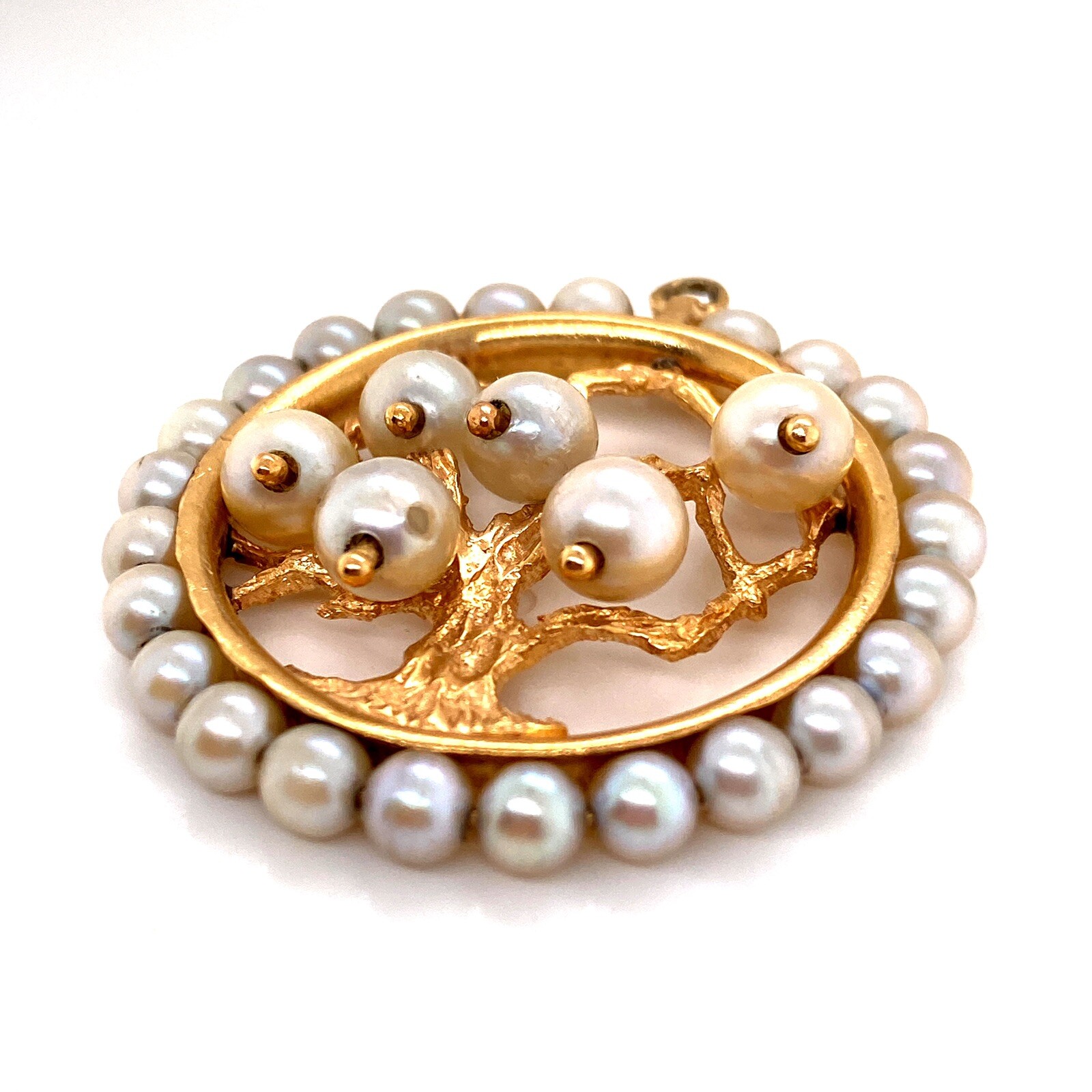 Vintage Tree of Life Pearl Pendant 14k Gold 10.3 grams Hand-Made Estate ...