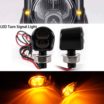 Pair LED Mini Turn Signal Amber Light Blinker Indicator Motorcycle ...