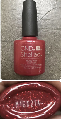 Genuine CND Shellac Gel UV Nail Polish, Ruby Ritz, Red Glitter, New ...