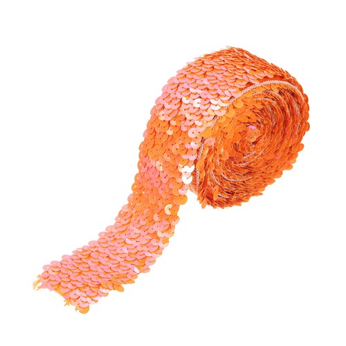 11 Yards 2 Inch Elastic Sequins Trim 5 Row Flat Sequin Strip Orange | eBay
