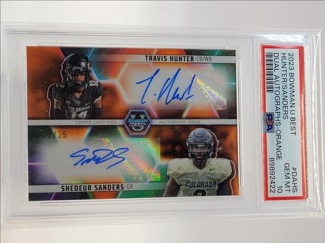 Travis Hunter Autographed Signed Shedeur Sanders 2023 Bowman U Auto ...