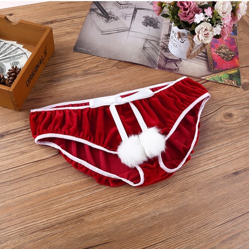 Men's Velvet Christmas Santa Claus Underwear Cosplay Lingerie Holifay ...