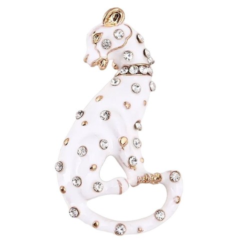 Women's White Panther Cat Clear Crystal Brooch Gold Tone | eBay