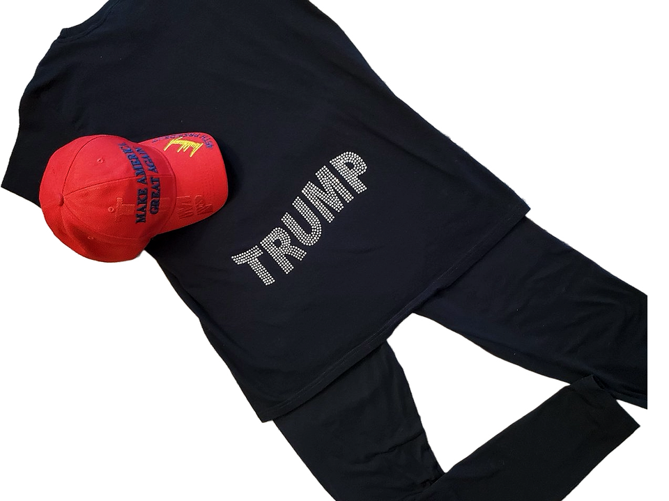 TRUMP T SHIRT LOGO ON THE LOWER BACK - RHINESTONE BLING W/ PREMIUM ...