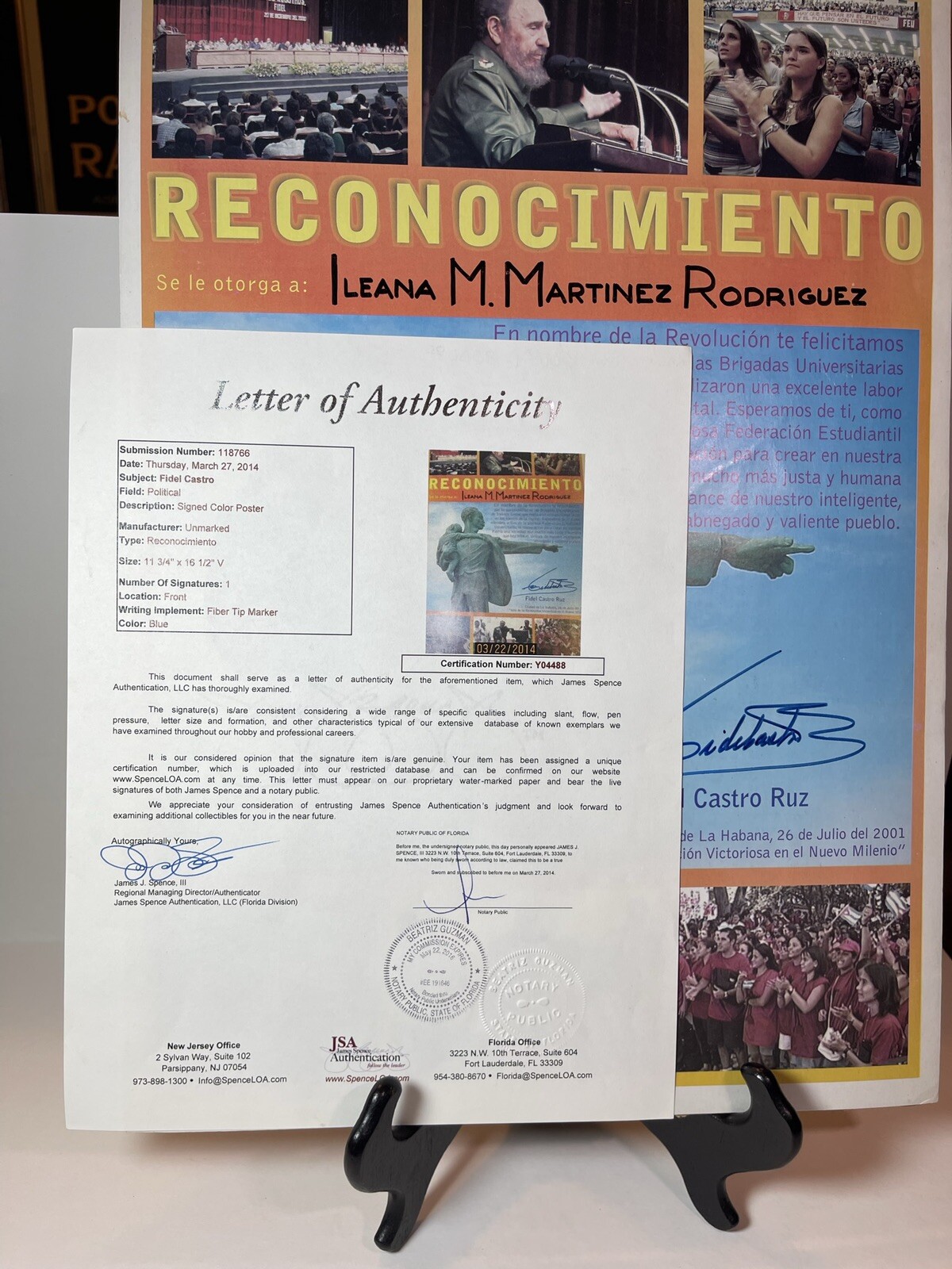 Fidel Castro Signed 12x17 Poster Document Autographed AUTO JSA COA | eBay