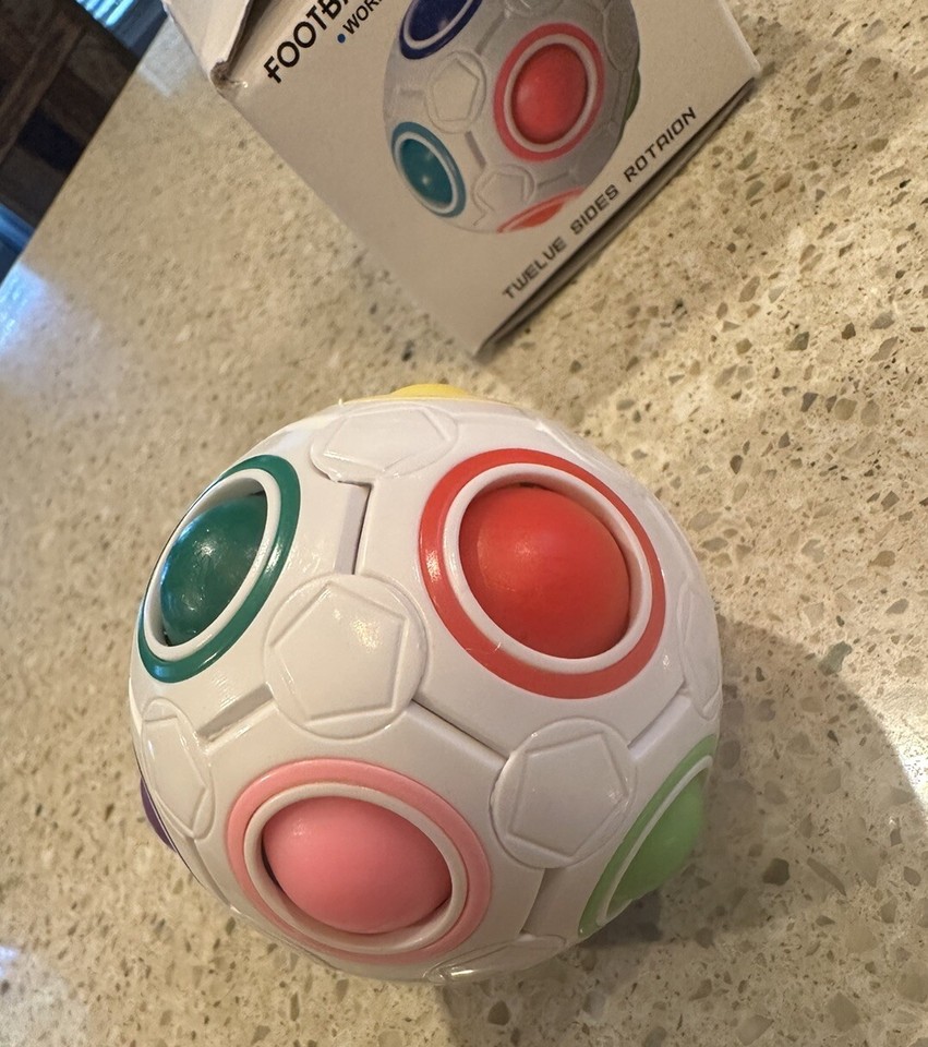 Football Fidget Cube ~ Toy Push Pop Magic Ball Puzzle 12 Sides Rotation ...