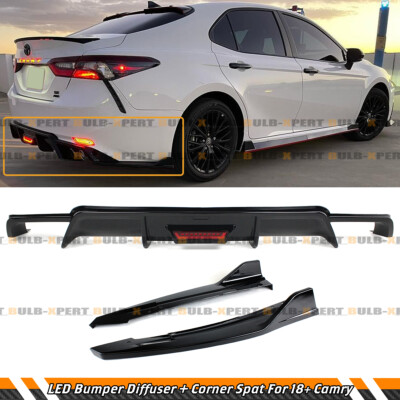 FOR 2018-24 TOYOTA CAMRY SE XSE REAR BUMPER DIFFUSER W/ LED LIGHT ...