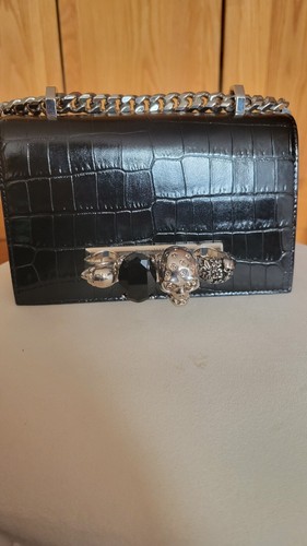 Alexander McQueen Brass Knuckle Purse Black Croc | eBay