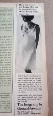 1965 print ad -Gossard-Artemis lingerie Image slip sexy girl Vintage ...