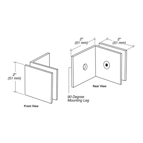 CSU039MB FHC Square Wall Mount Glass Clamps With Large Leg - Matte ...
