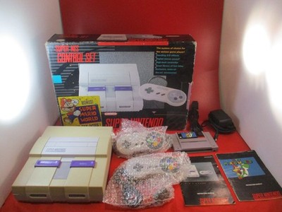 Super Nintendo Console SNES System Super Mario World Bundle w/ Box ...