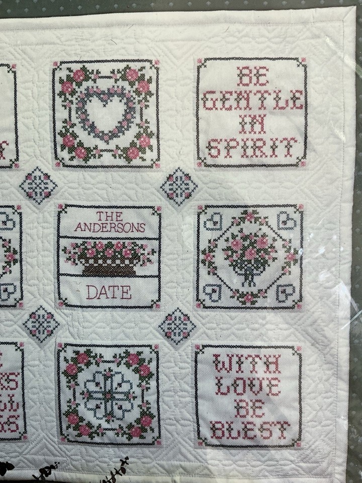 WonderArt Stamped Cross Stitch Mini Quilt Kit With Backing Sampler ...