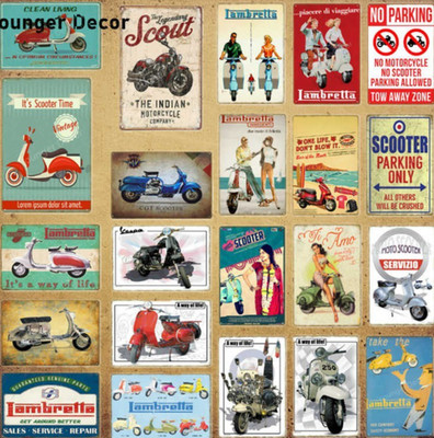 Scooter Metal Signs Plaque Tin Man Cave Pub Home Décor Bar Garage Tiki ...