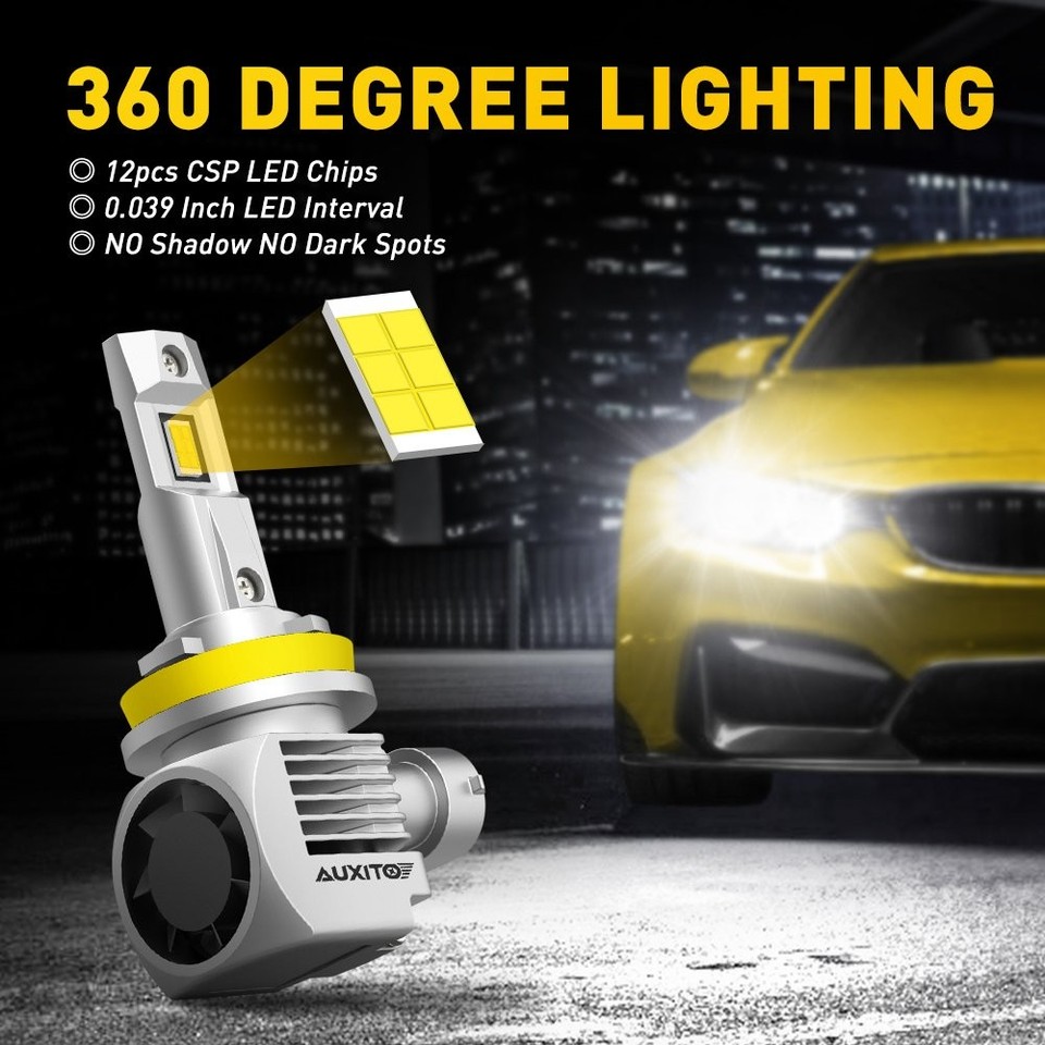 H11 H8 H9 LED Headlight Kit High Low Beam Bulb Super Bright 6000K White ...