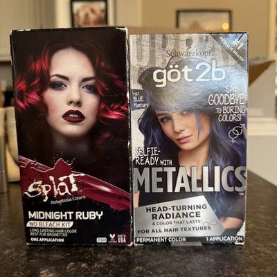 Splat Schwartzkopt Hair Dye MIDNIGHT RUBY & BLUE MERCURY Metallics No ...