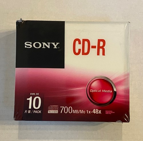 Sony CD R 80 Minute 10 Pack 700MB 1-48X New Sealed Slim Jewel Case ...