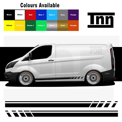 Side Stripe Stickers Graphics Vinyl Van Decals For Ford Transit Custom ...