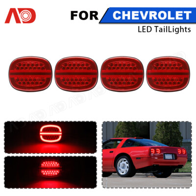 For 1990-1996 Chevrolet Corvette C4 LED Brake Tail Lights RED lens Red ...