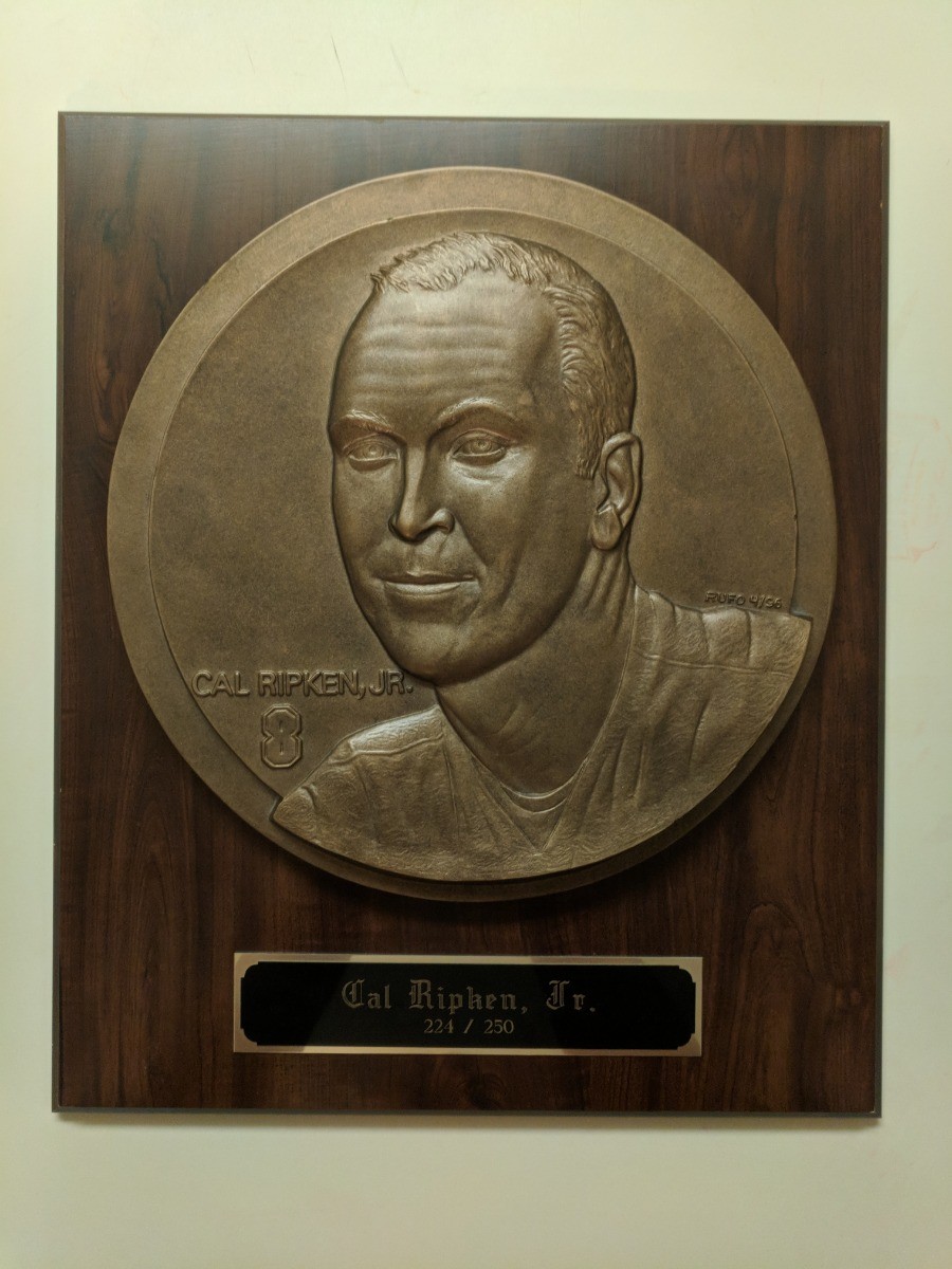 CAL RIPKEN JR. HIGHLAND MINT BRONZE PATINA PLAQUE BY CAESAR RUFO 224/ ...