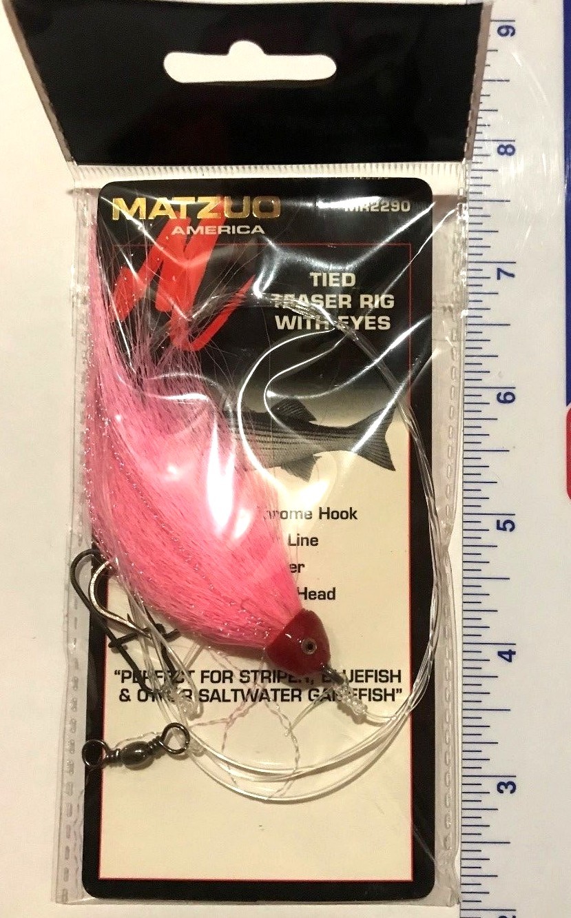 5 Matzuo Tied Teaser Rigs with Eyes 4/0 hook 60 lb.line Pink MR2290 | eBay