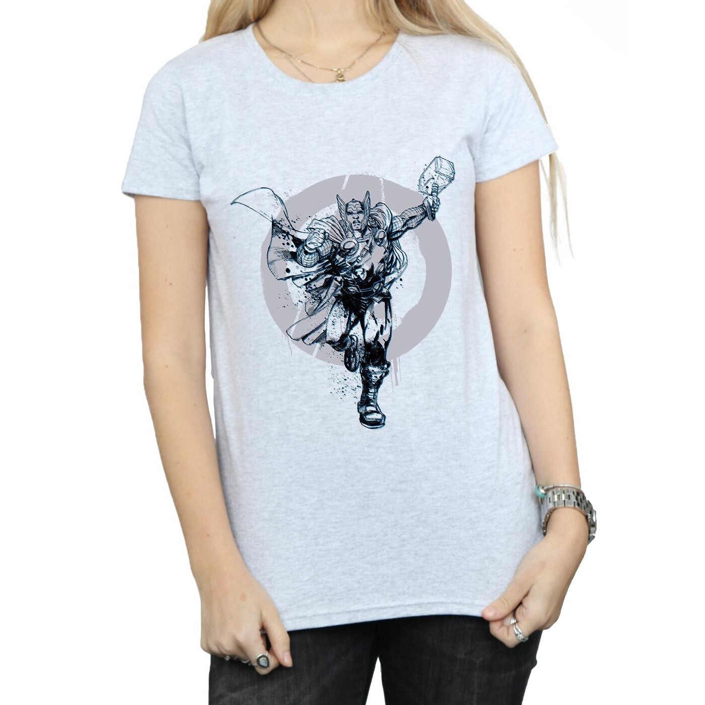 Marvel Womens/Ladies Thor Circle Cotton T-Shirt (BI3621) | eBay